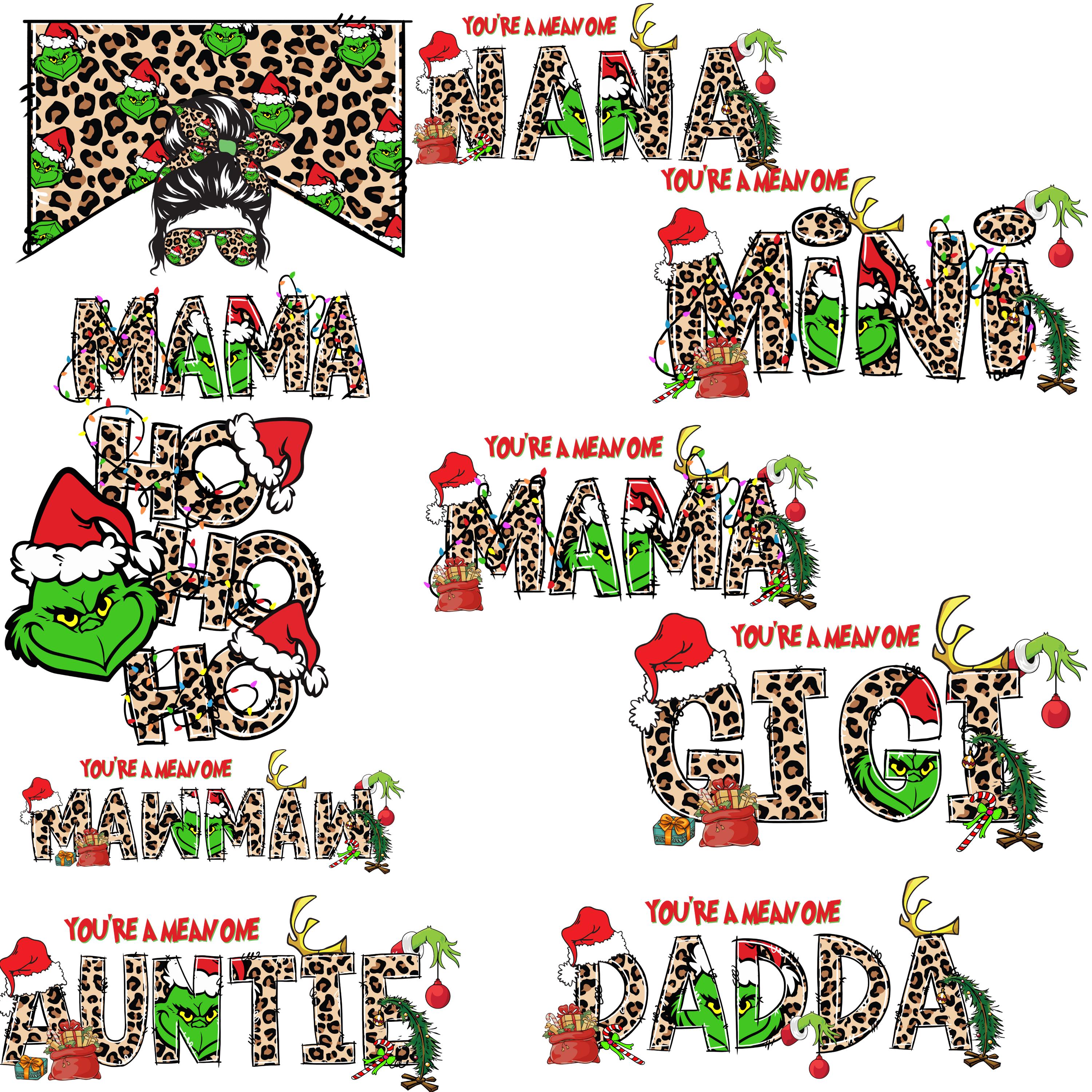 Christmas Grinch Family Leopard Print Bundle Festive Youre a Mean One ...