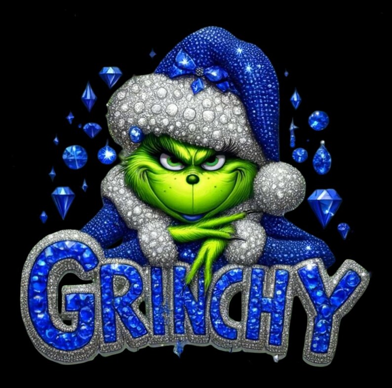 Grinchy Christmas Sparkle – A Festive Blue Diamond Style Holiday Grinch ...