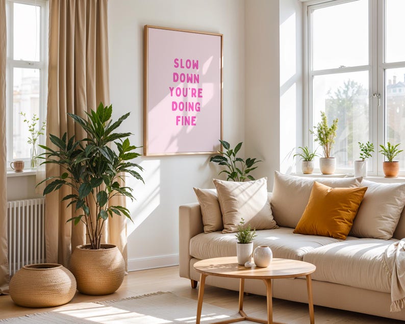Motivational Pink Typography Print, Trendy Quote Wall Art (digital ...