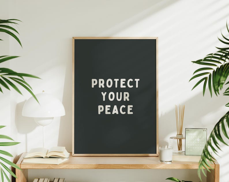 Protect Your Peace Printable Wall Art | Minimalist Quote Poster | Self ...