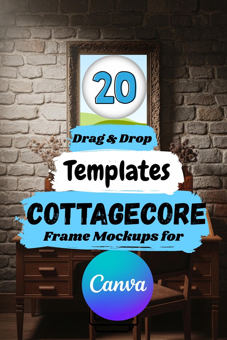 Cottagecore Frame Mockups for Canva | Rustic Wall Art Templates ...