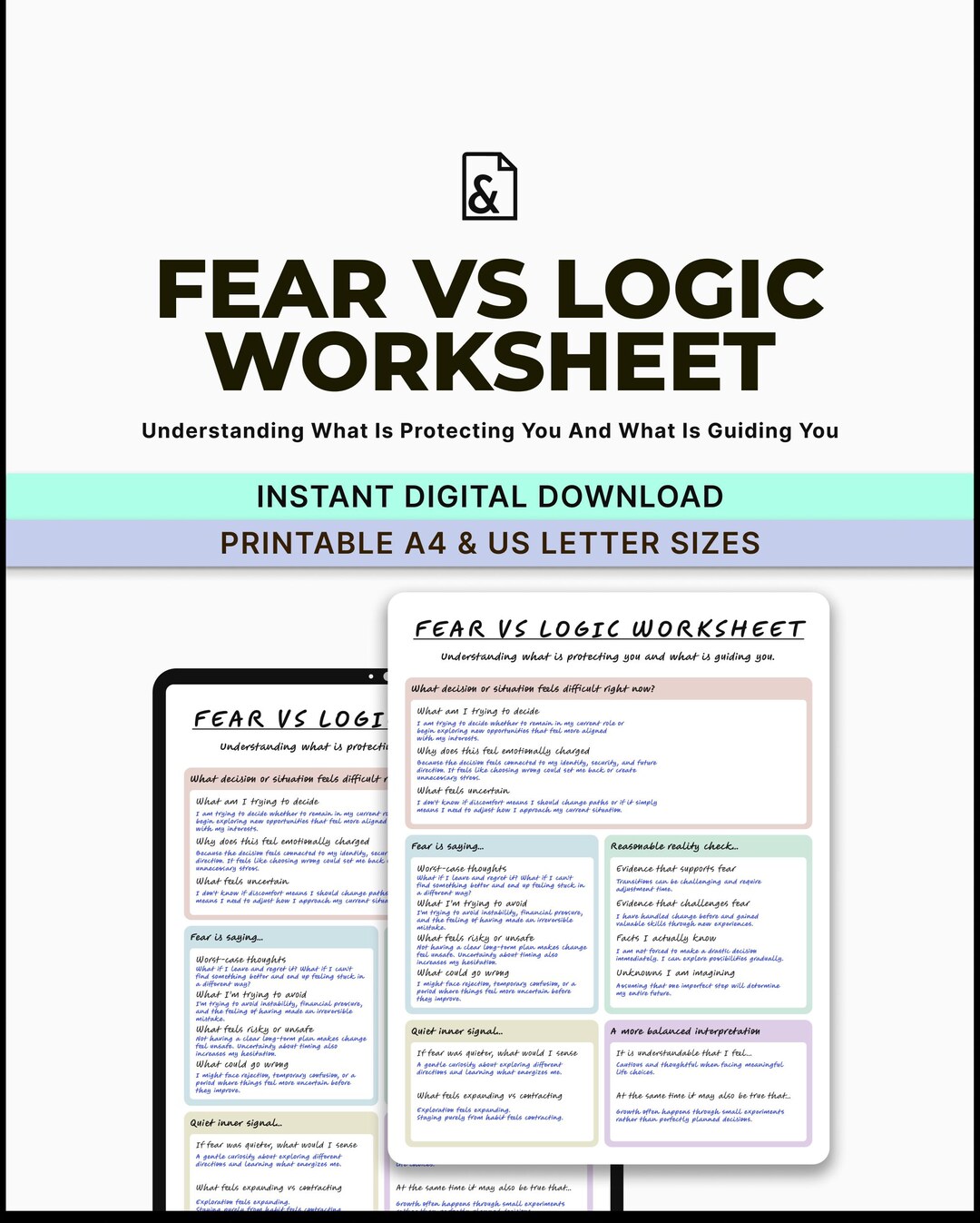 Fear Vs Logic Worksheet – Decision Clarity, Overthinking Tool (PDF ...