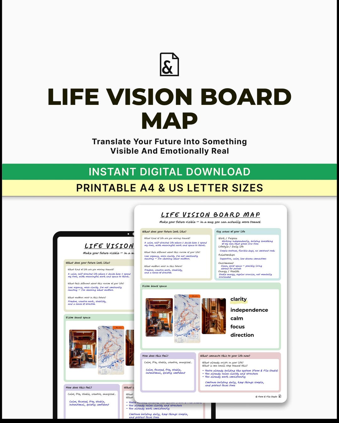 Life Vision Board Map | Goal Setting Planner (PDF Download) - Etsy