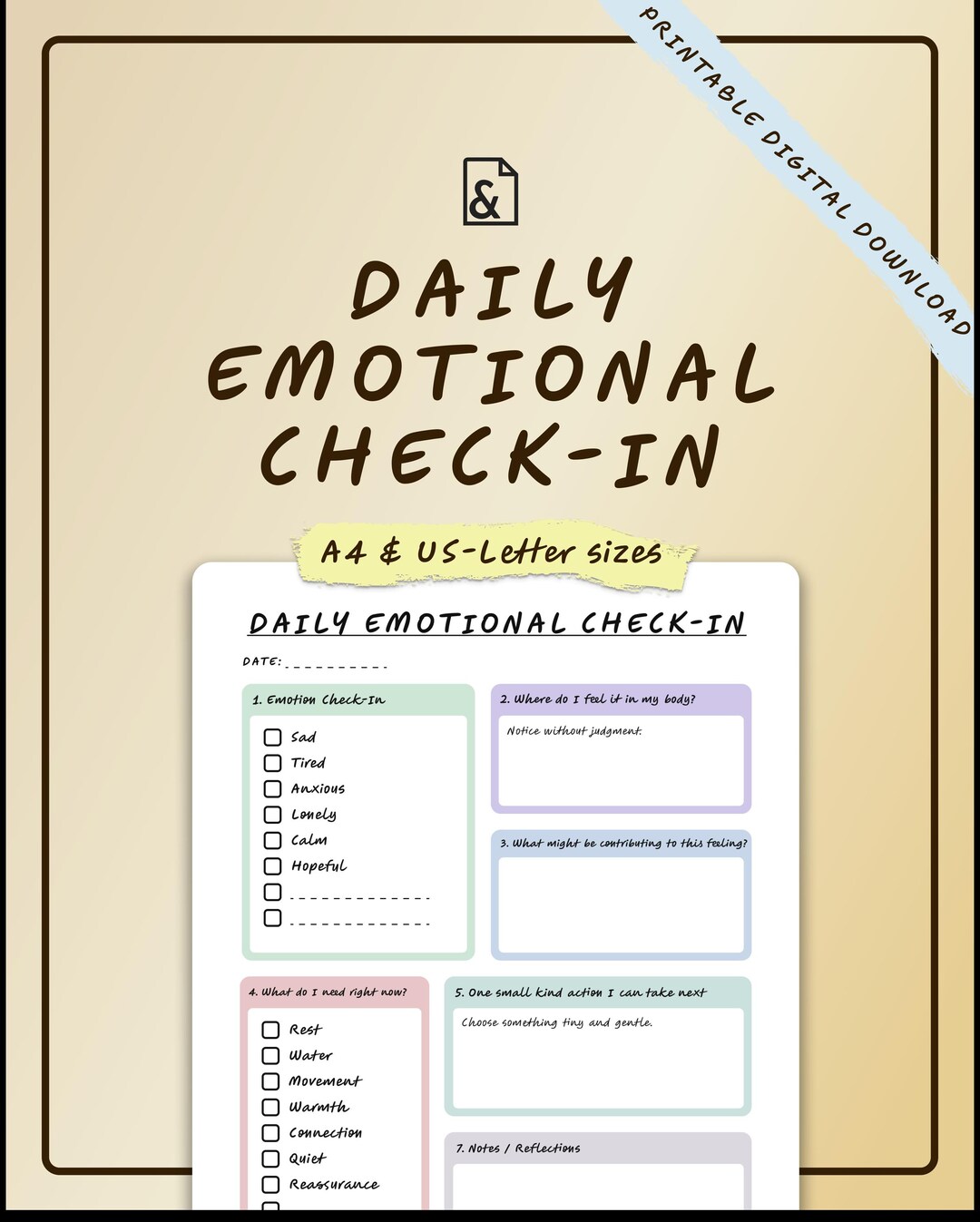 The Daily Emotional Check-in — A Quick Mood and Mindset Guide - Etsy