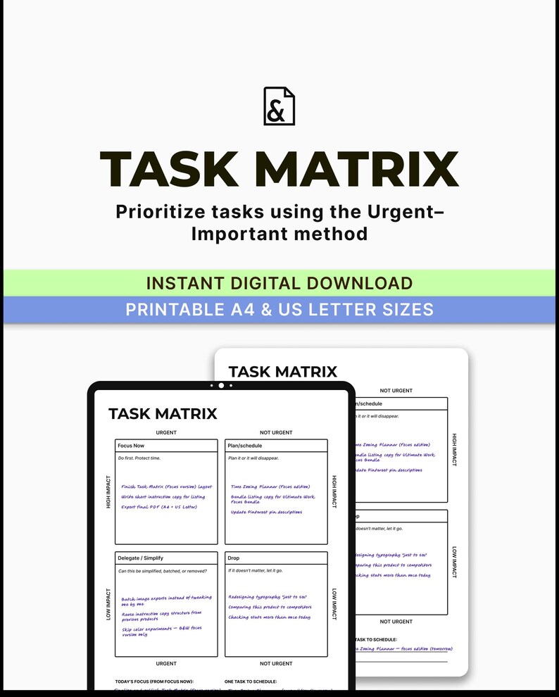 Task Matrix | Printable Priority Planner - Etsy