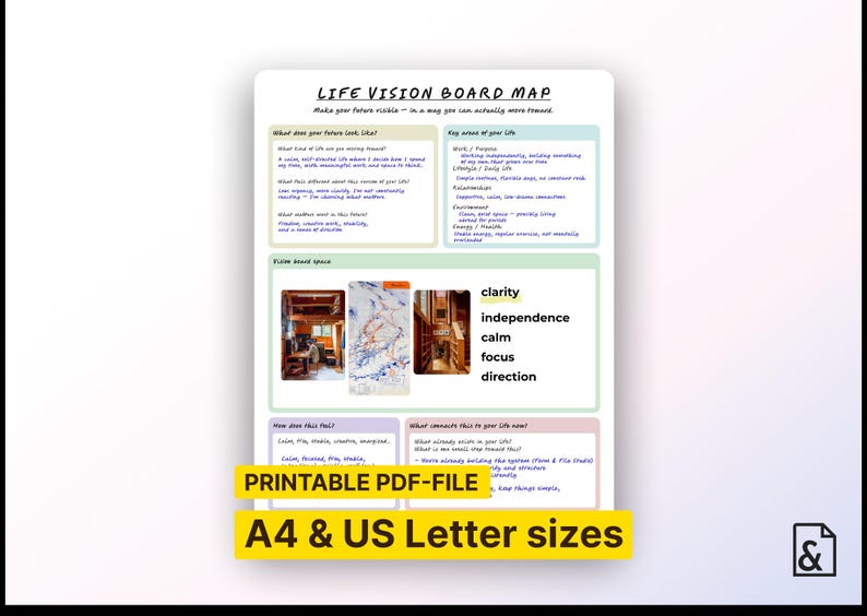 Life Vision Board Map | Goal Setting Planner (PDF Download) - Etsy