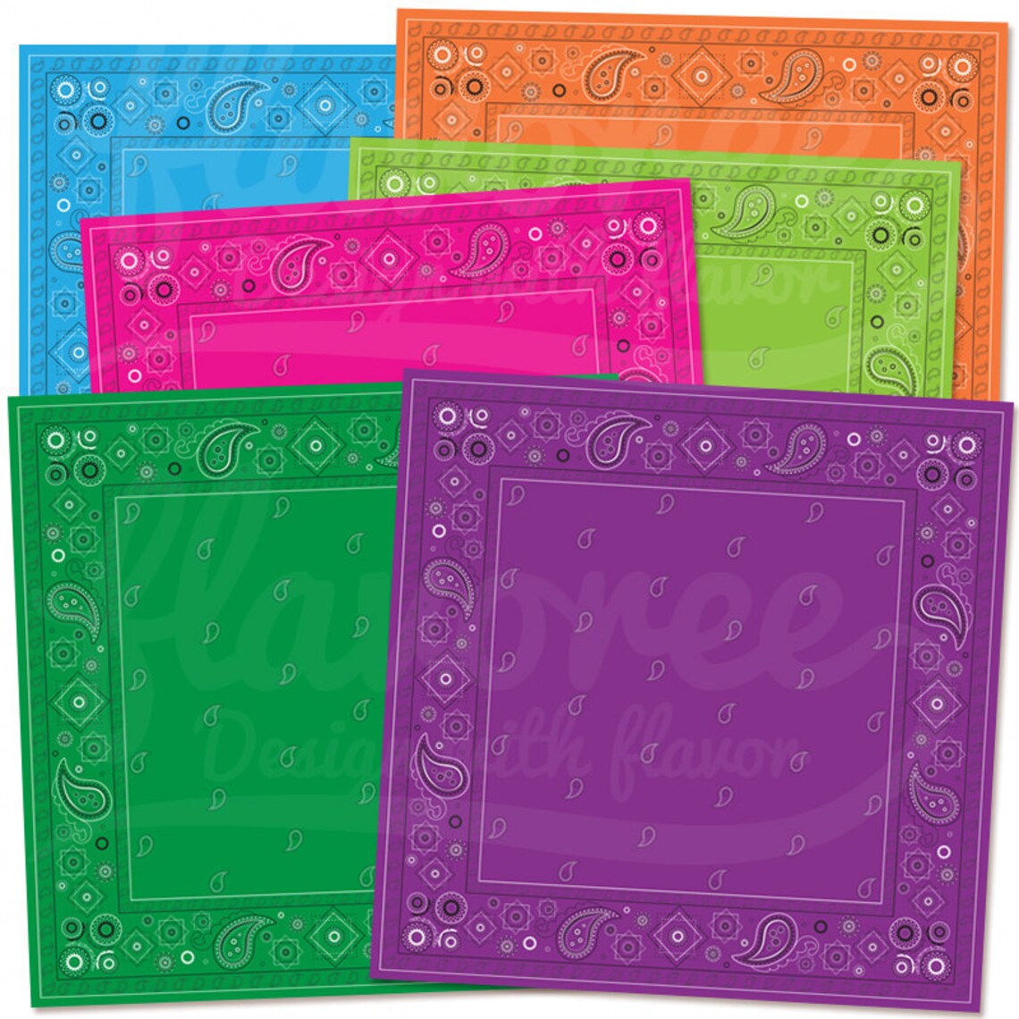 Digital Scrapbook Paper Pack BANDANA PATTERN Fabric Pattern Paisley ...