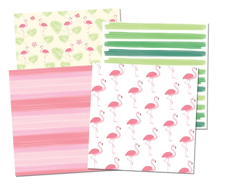 Digital Scrapbook Paper Pack FLAMINGO VIBES Summer - Etsy