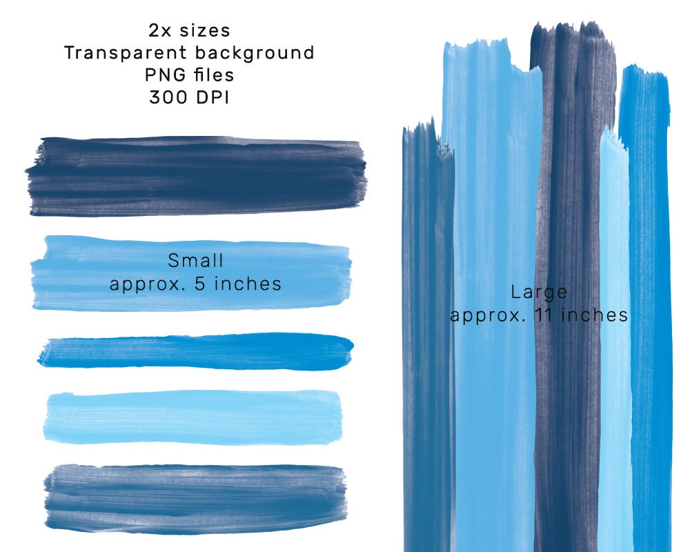 BRUSH STROKES Clip Art Borders Digital Scrapbooking Ink Blue Paint Art ...