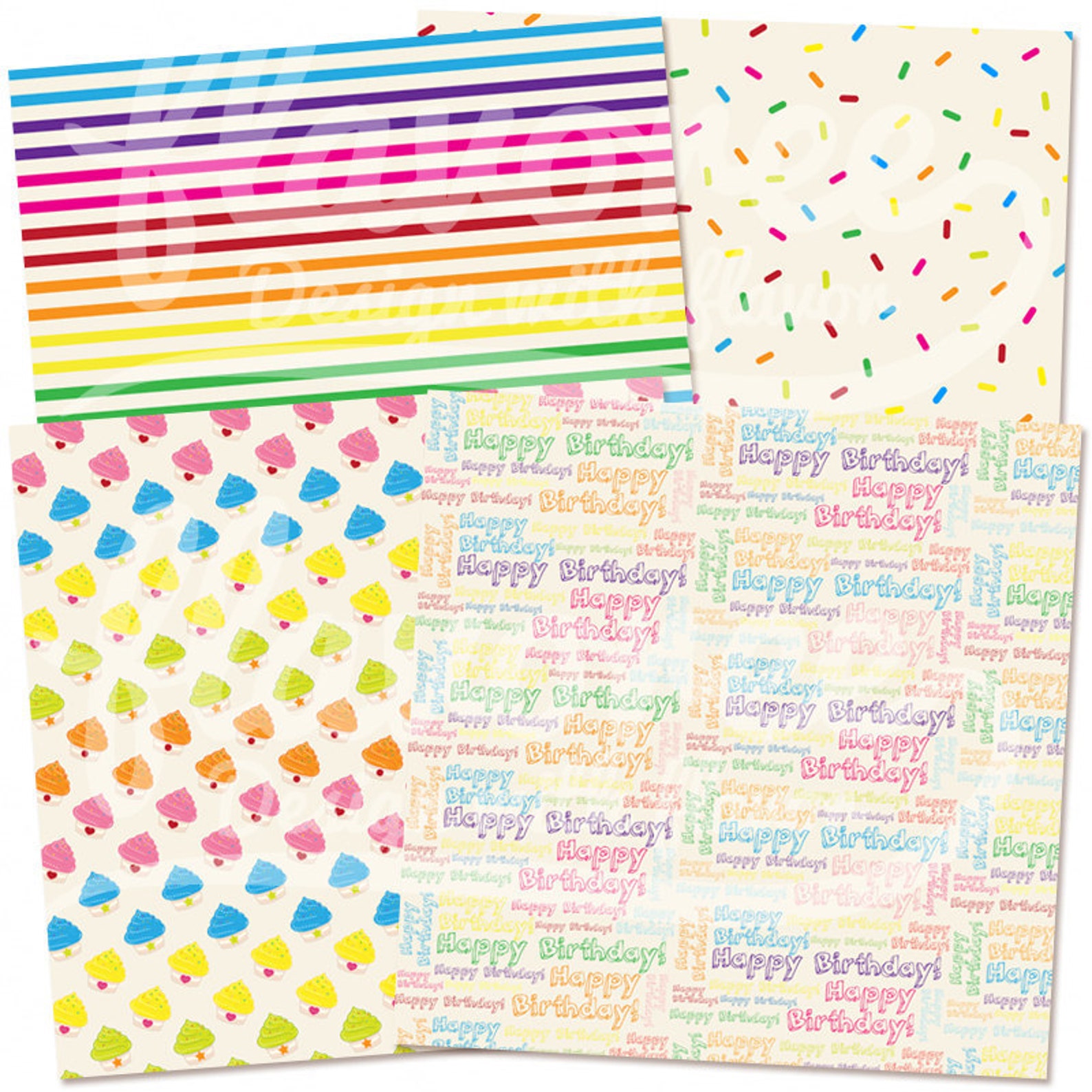 Digital Scrapbook Paper Pack - HAPPY BIRTHDAY - Balloons | Stripes ...