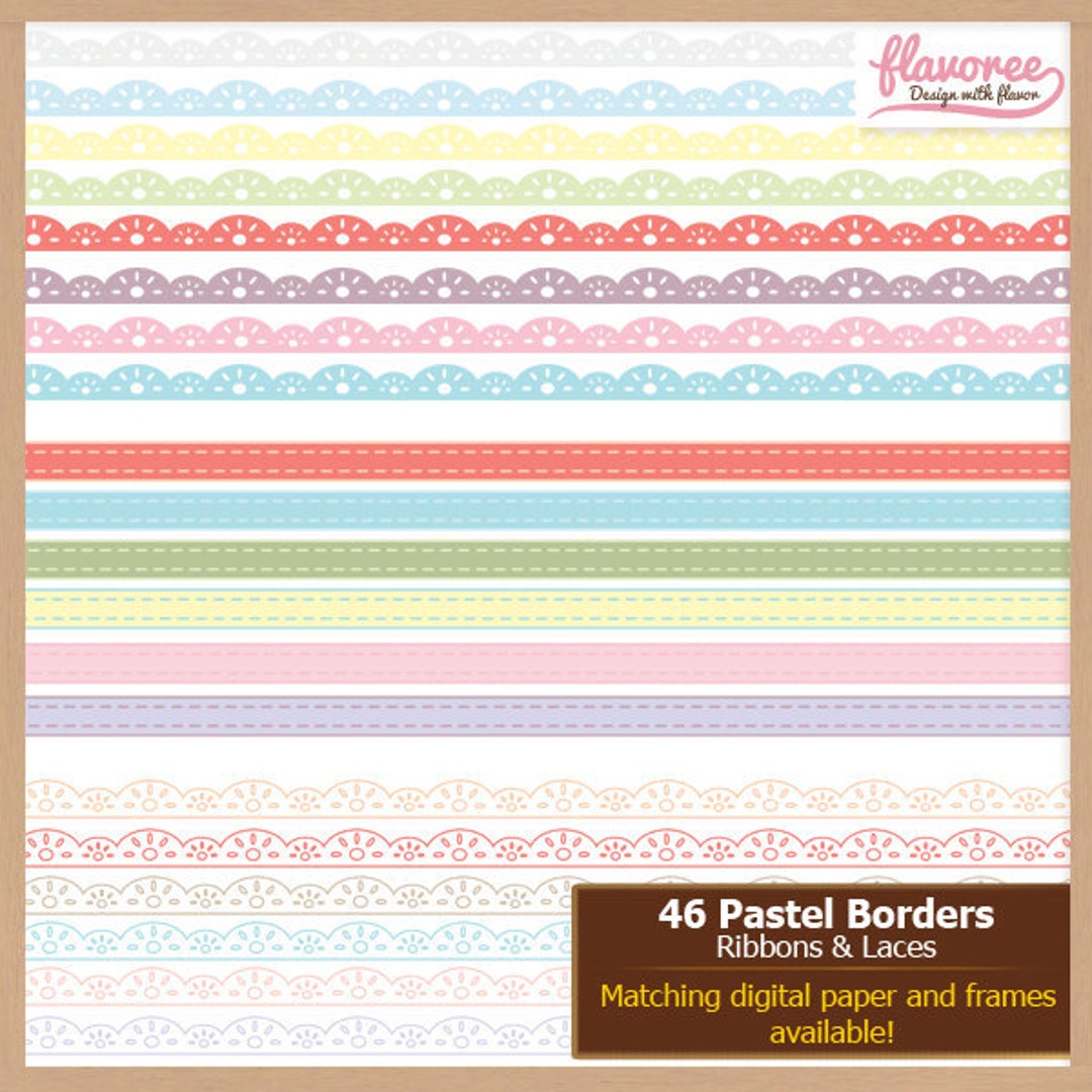 Pastel Digital Scrapbooking Border Pack - RIBBONS and LACE - Scrapbook ...