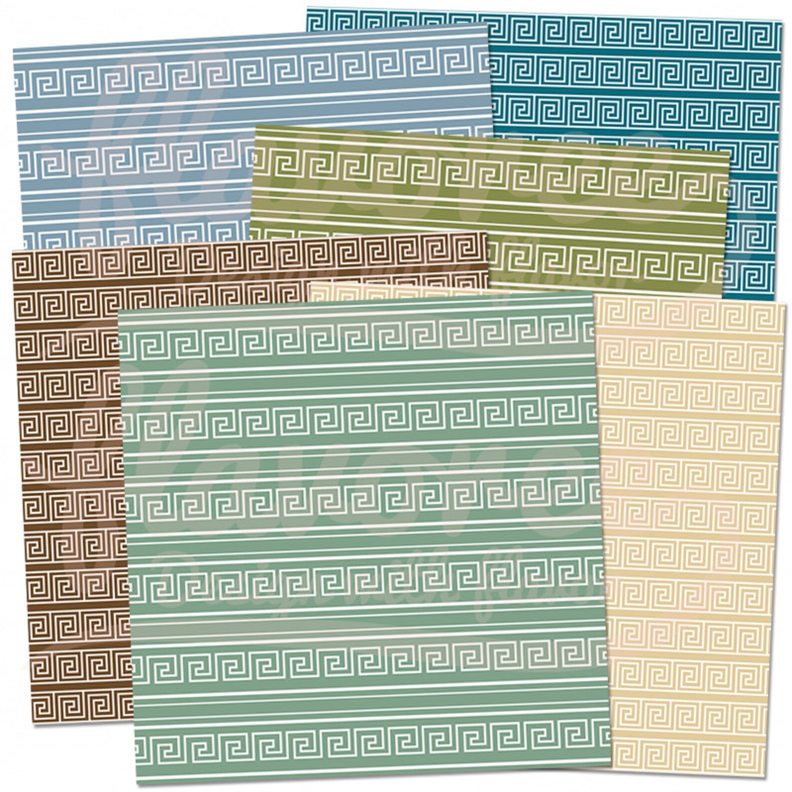 Digital Scrapbook Paper Pack - GREEK KEY PATTERN - Earth Tones ...