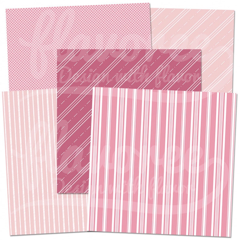 Digital Scrapbook Paper Pack - STRIPES - SOFT PINK - Lines | Pastel ...