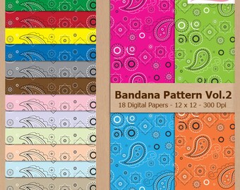 Digital Scrapbook Paper Pack BANDANA PATTERN Fabric | Etsy