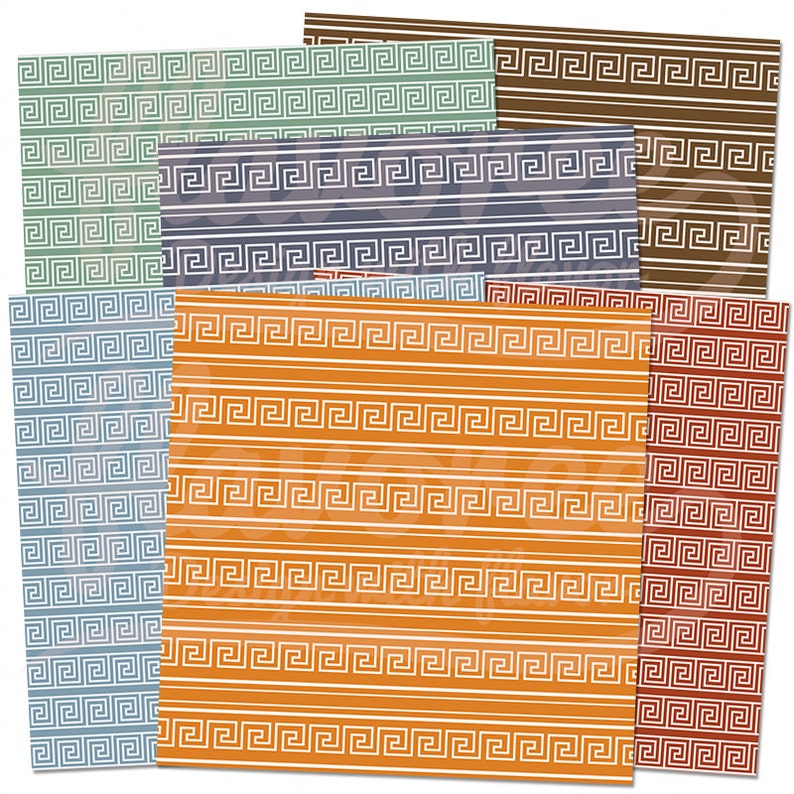 Digital Scrapbook Paper Pack - GREEK KEY PATTERN - Earth Tones ...