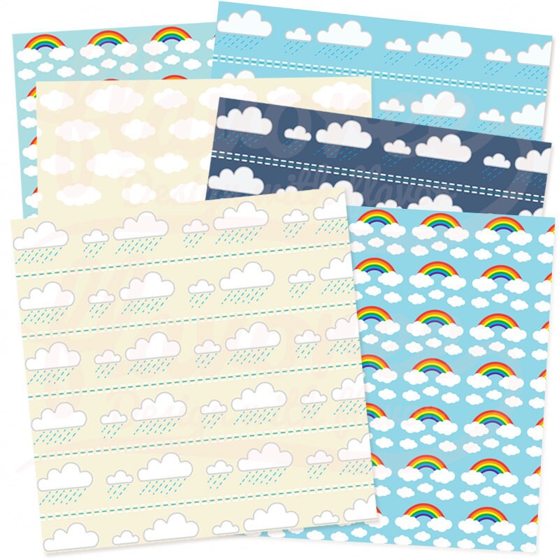 Digital Scrapbook Paper Pack - the Sky is the Limit - Clouds | Rainbow ...