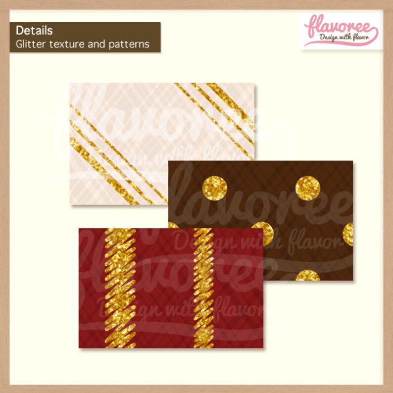 Digital Scrapbook Paper Pack GOLD GLITTER Red Brown | Etsy