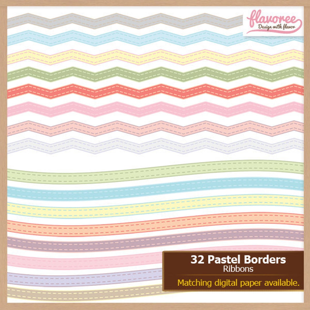 Digital Scrapbooking Border Pack - PASTEL RIBBONS - Scrapbook Clip Art ...