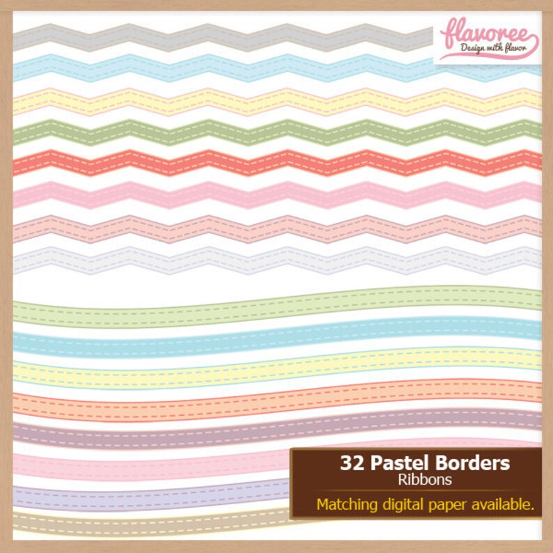 Digital Scrapbooking Border Pack - PASTEL RIBBONS - Scrapbook Clip Art ...