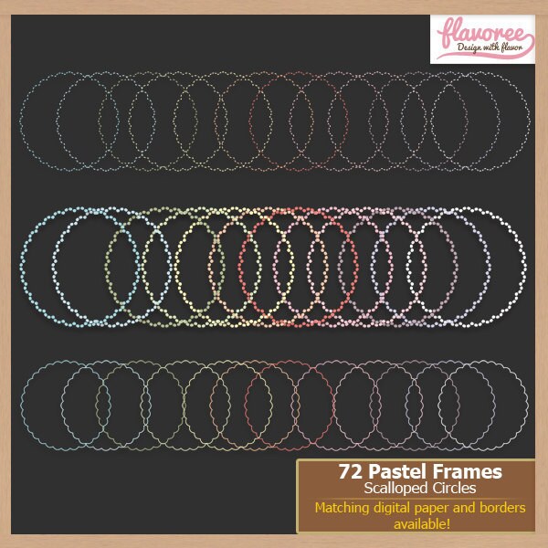 Digital Scrapbooking Frame Pack PASTEL SCALLOPED CIRCLES - Etsy