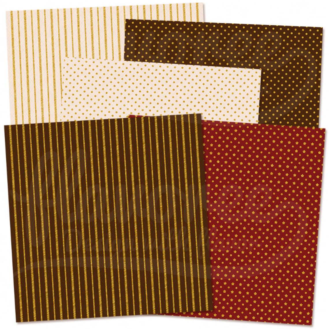 Digital Scrapbook Paper Pack GOLD GLITTER Red Brown | Etsy
