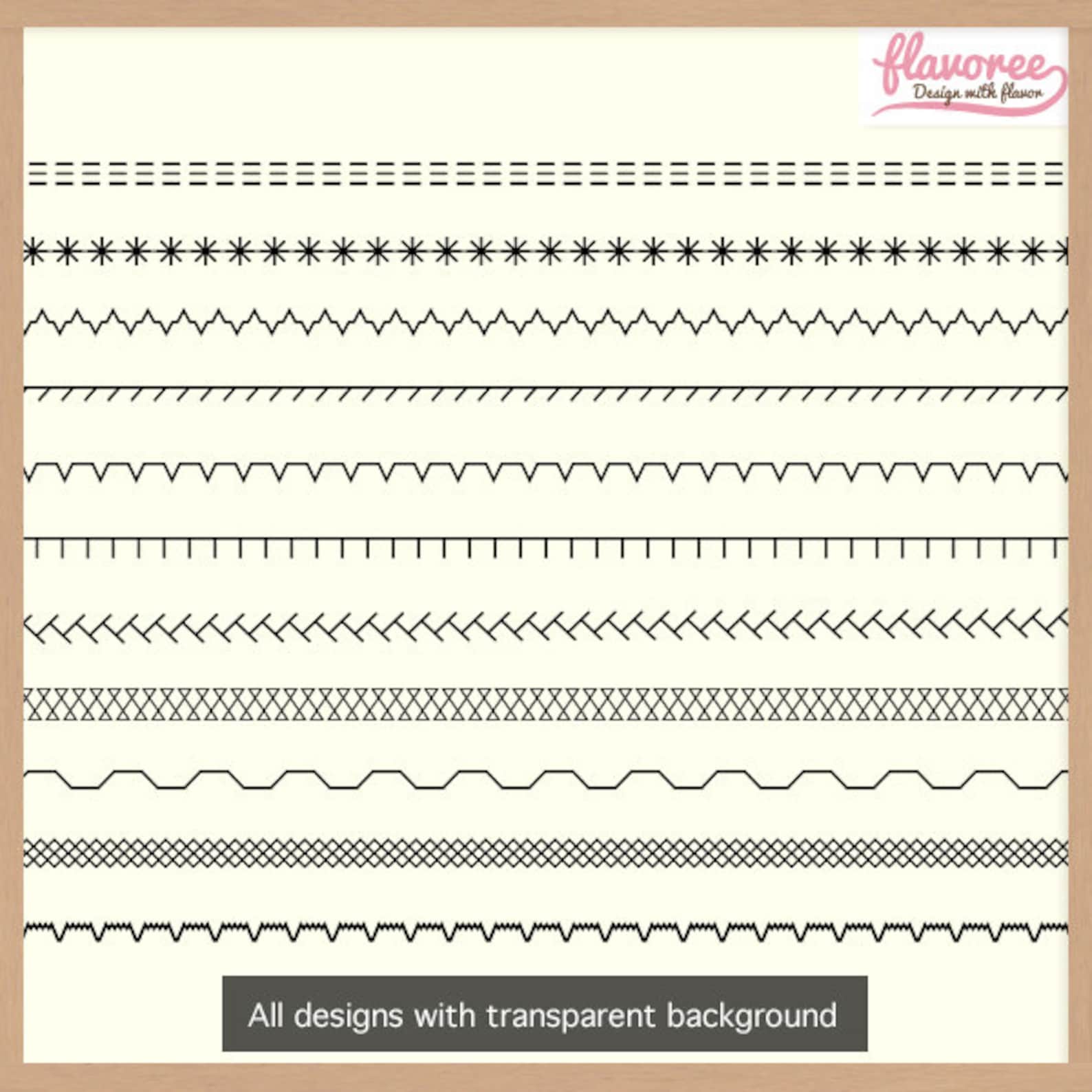 Digital Scrapbooking Borders - SEWING STITCHES BORDERS - Black & White ...