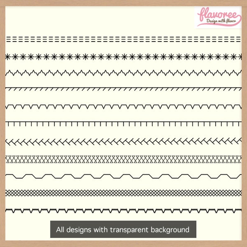 Digital Scrapbooking Borders - SEWING STITCHES BORDERS - Black & White ...