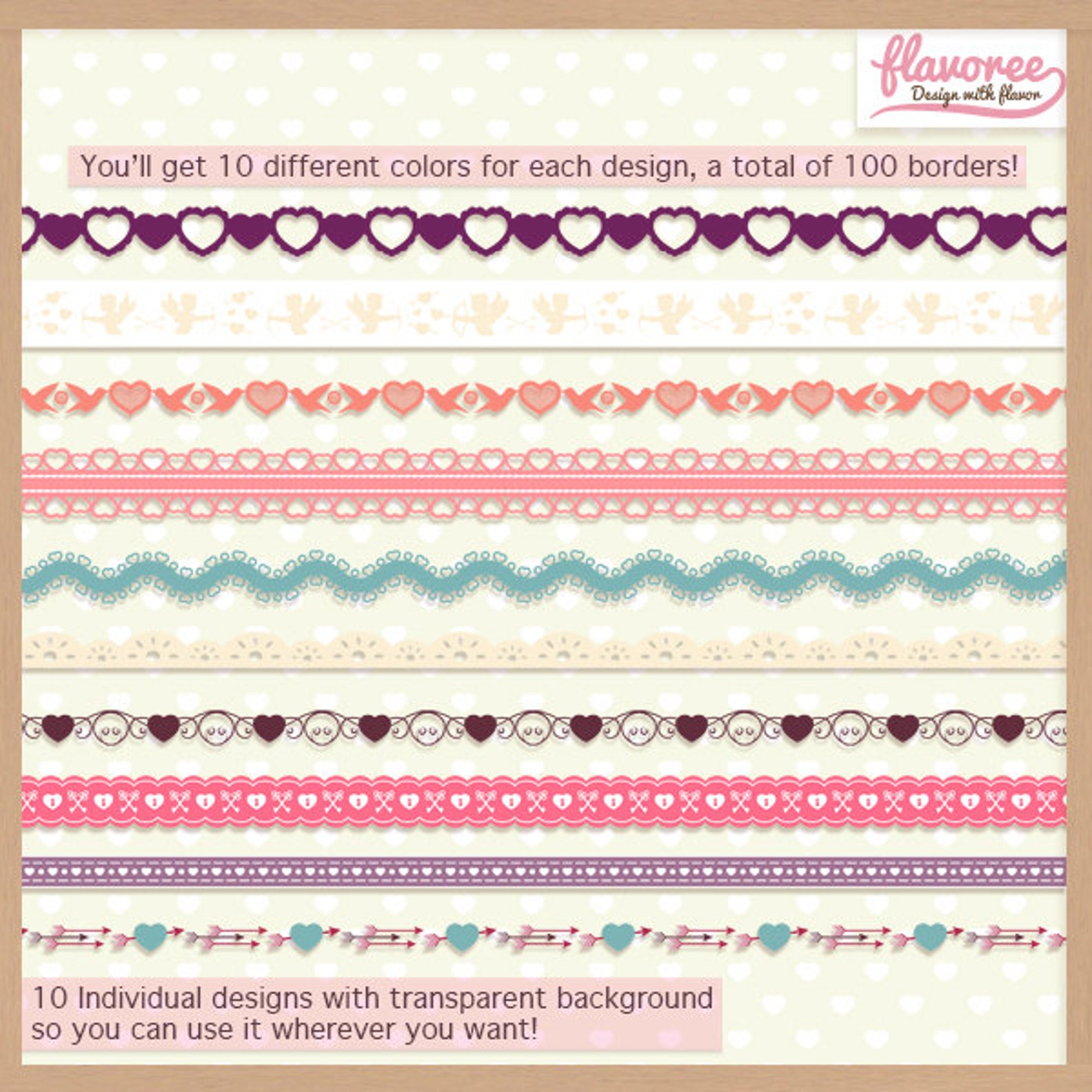Digital Scrapbooking Border Pack - VALENTINE'S DAY BORDERS - Clip Art ...
