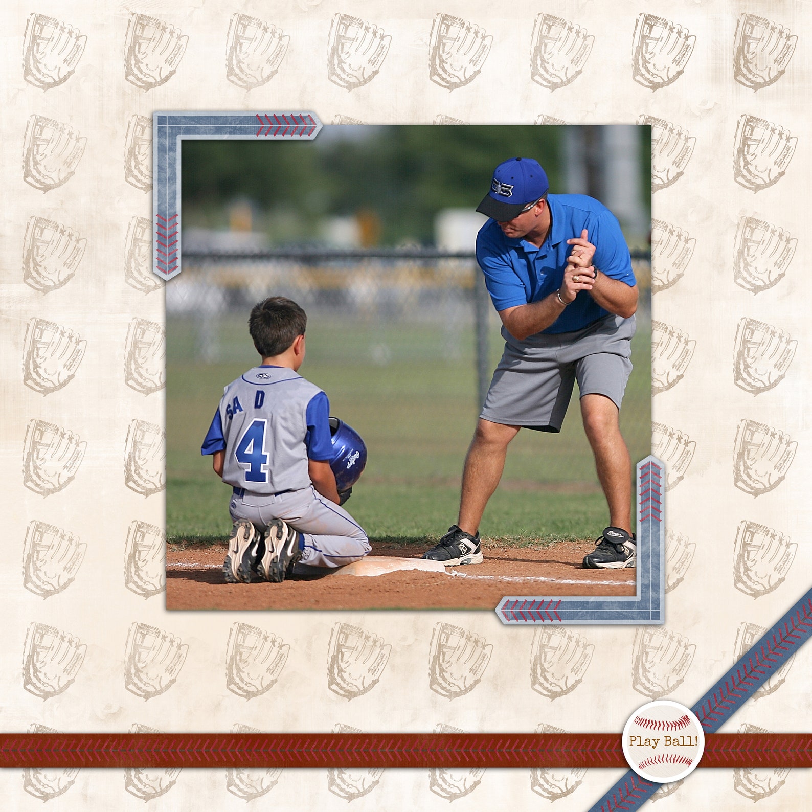 Digital Scrapbook Kit BASEBALL Digital Paper Pack, Cut Outs, Borders ...