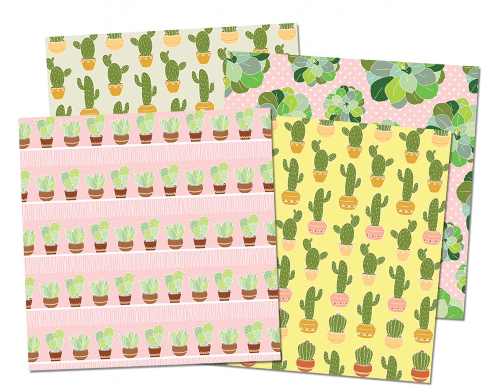 Digital Scrapbook Paper Pack - CACTUS INSPIRED PATTERNS - Succulents ...