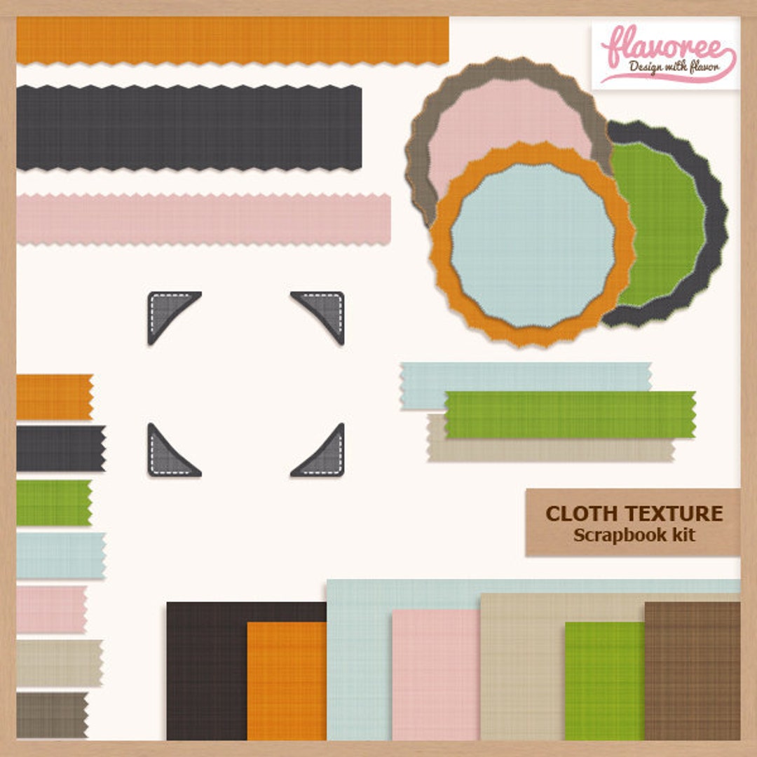 Digital Scrapbook Kit - CLOTH TEXTURE - Digital Paper, Labels, Borders ...