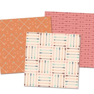 Digital Scrapbook Paper Pack - NATIVE ARROWS PATTERNS- Geometric ...