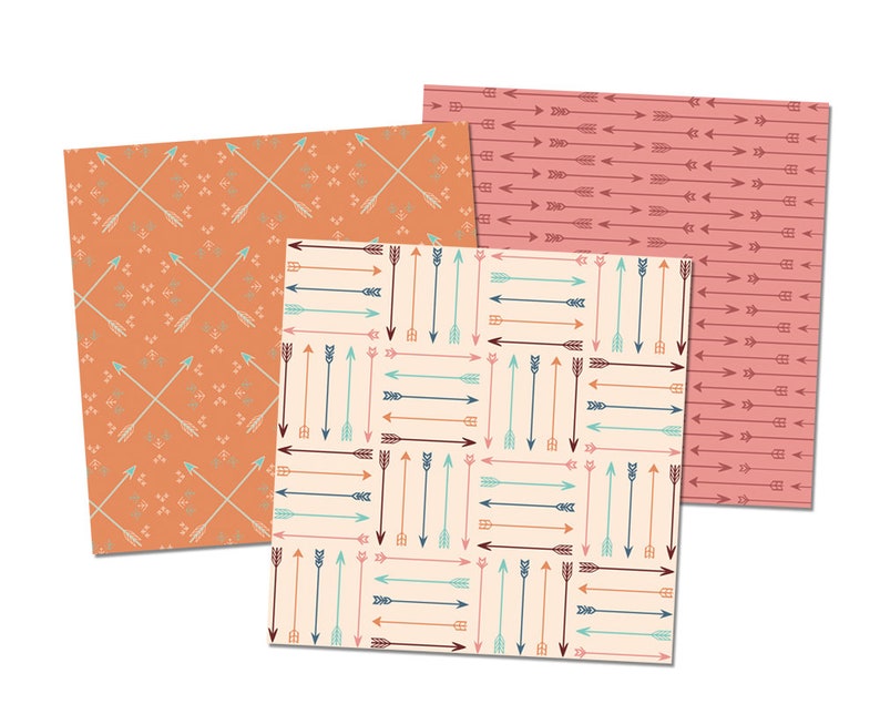Digital Scrapbook Paper Pack - NATIVE ARROWS PATTERNS- Geometric ...