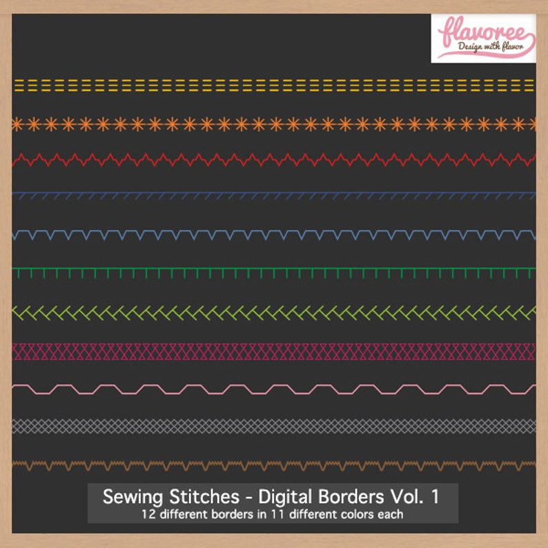 Digital Scrapbooking Border Pack - SEWING STITCHES BORDERS Vol.2 ...
