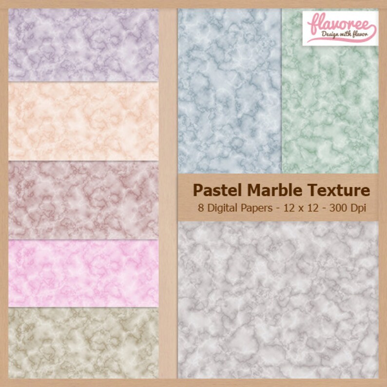 Digital Scrapbook Paper Pack - PASTEL MARBLE TEXTURE - Marbling ...