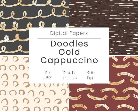 Digital Scrapbook Paper Pack DOODLES GOLD Abstract | Etsy