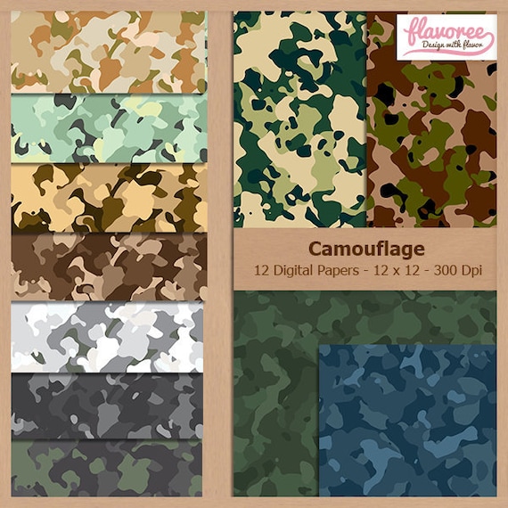 Digital Scrapbook Paper Pack CAMOUFLAGE PATTERN Geometric | Etsy