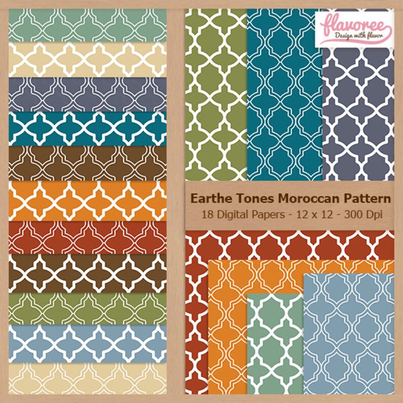 Digital Scrapbook Paper Pack - MOROCCAN PATTERN - Earth Tones ...