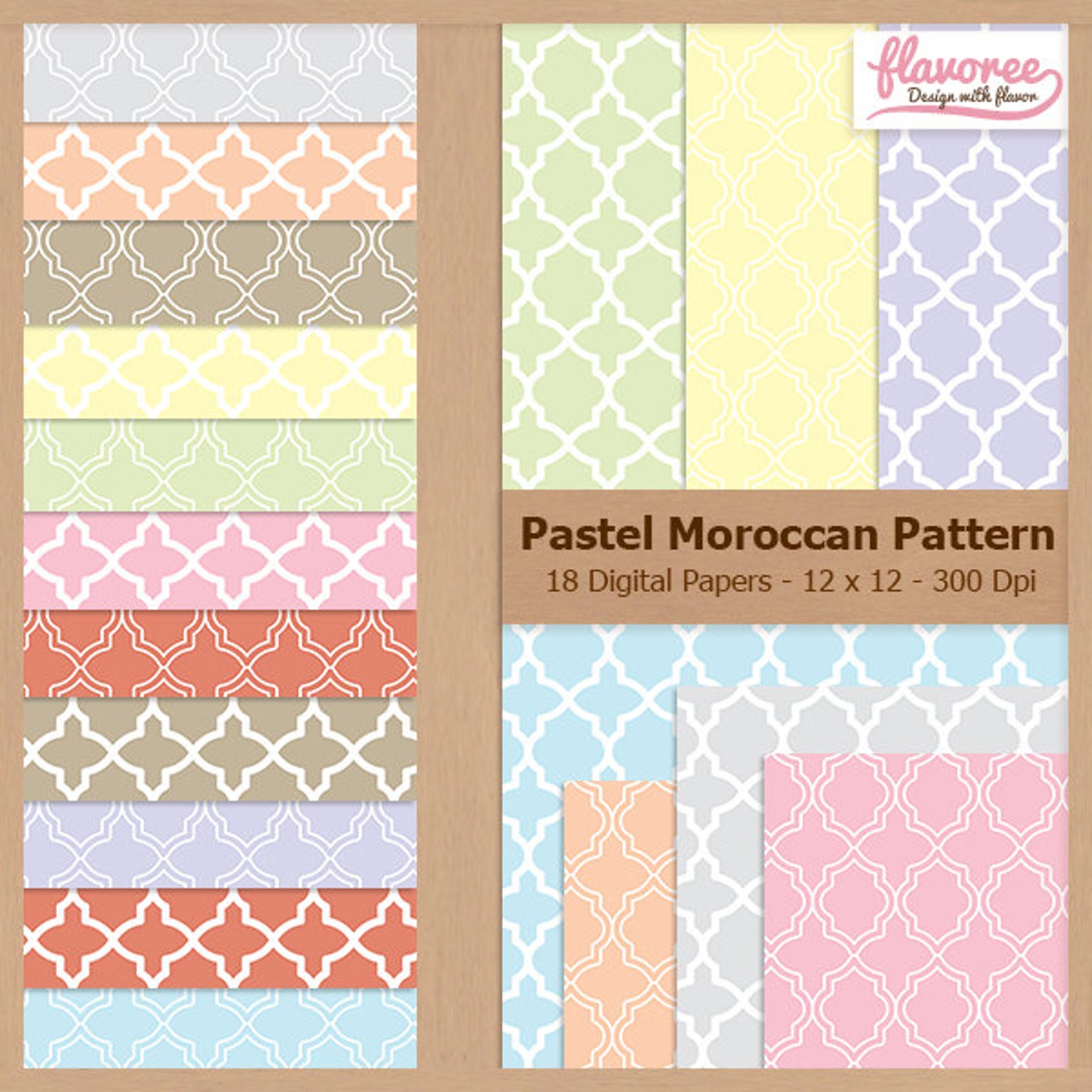 Digital Scrapbook Paper Pack PASTEL MOROCCAN PATTERN Scrapbooking ...
