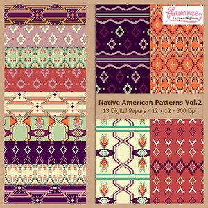 Digital Scrapbook Paper Pack NATIVE AMERICAN PATTERNS Vol.2 - Etsy
