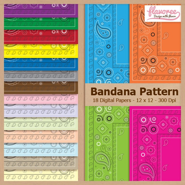 Digital Scrapbook Paper Pack - BANDANA PATTERN - Fabric | Pattern ...