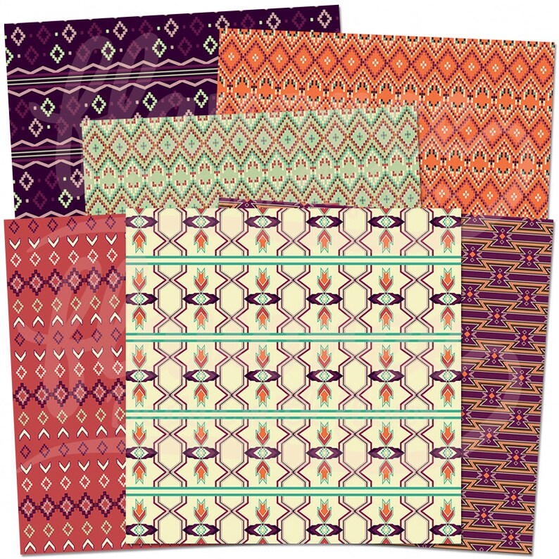 Digital Scrapbook Paper Pack - NATIVE AMERICAN PATTERNS Vol.2 - Purple ...