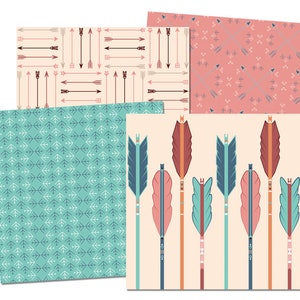 Digital Scrapbook Paper Pack - NATIVE ARROWS PATTERNS- Geometric ...