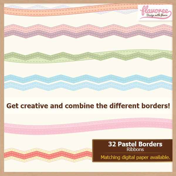 Digital Scrapbooking Border Pack - PASTEL RIBBONS - Scrapbook Clip Art ...