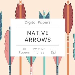 Digital Scrapbook Paper Pack - NATIVE ARROWS PATTERNS- Geometric ...