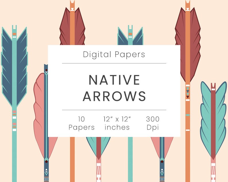 Digital Scrapbook Paper Pack - NATIVE ARROWS PATTERNS- Geometric ...