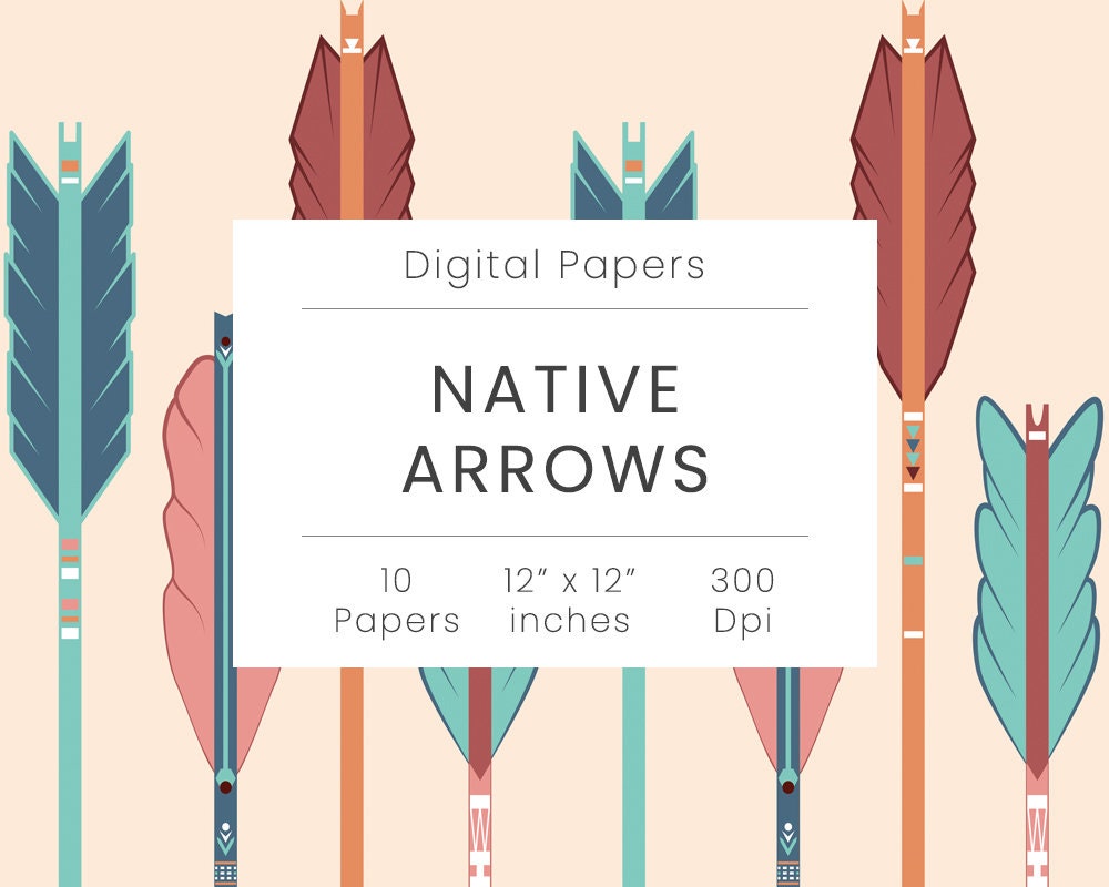Digital Scrapbook Paper Pack - NATIVE ARROWS PATTERNS- Geometric ...