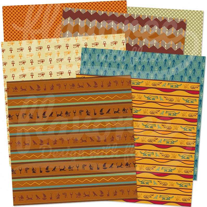 Digital Scrapbook Paper Pack - EGYPTIAN PATTERNS- Egypt | Scrapbooking ...