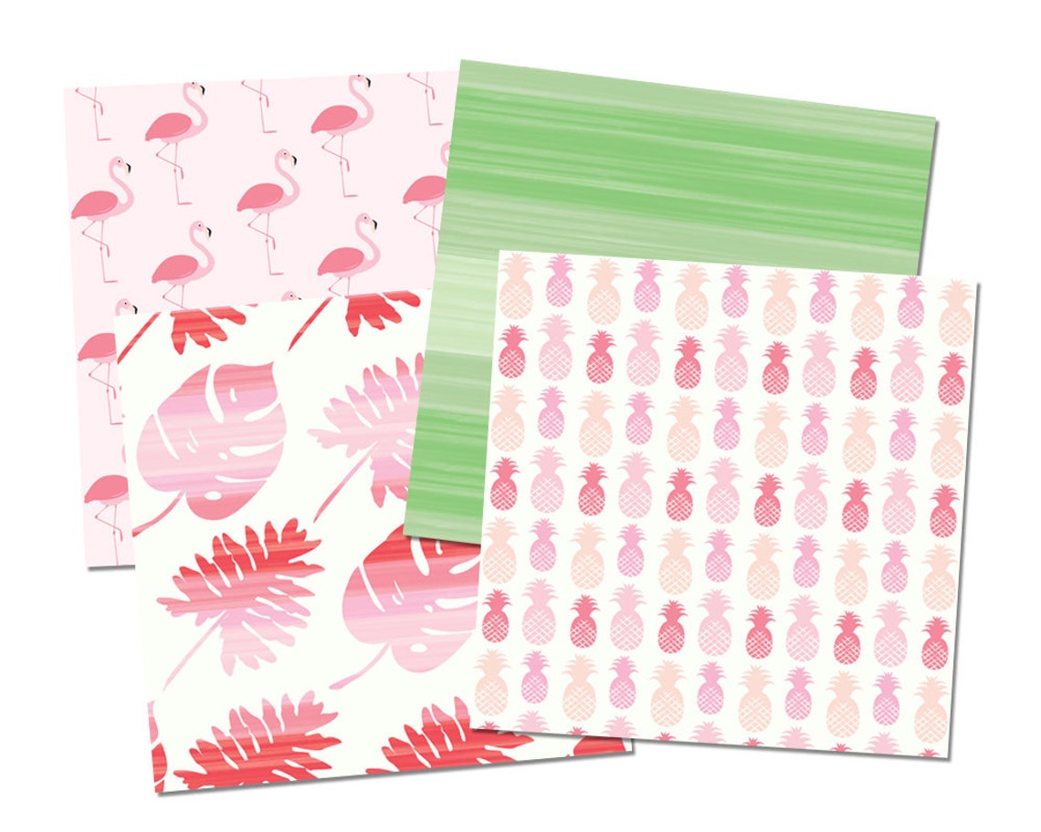 Digital Scrapbook Paper Pack FLAMINGO VIBES Summer - Etsy