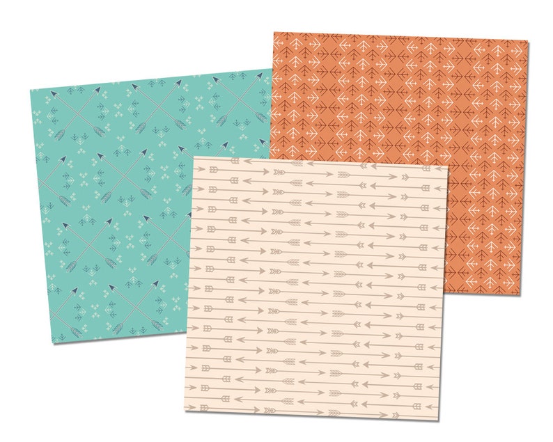 Digital Scrapbook Paper Pack - NATIVE ARROWS PATTERNS- Geometric ...